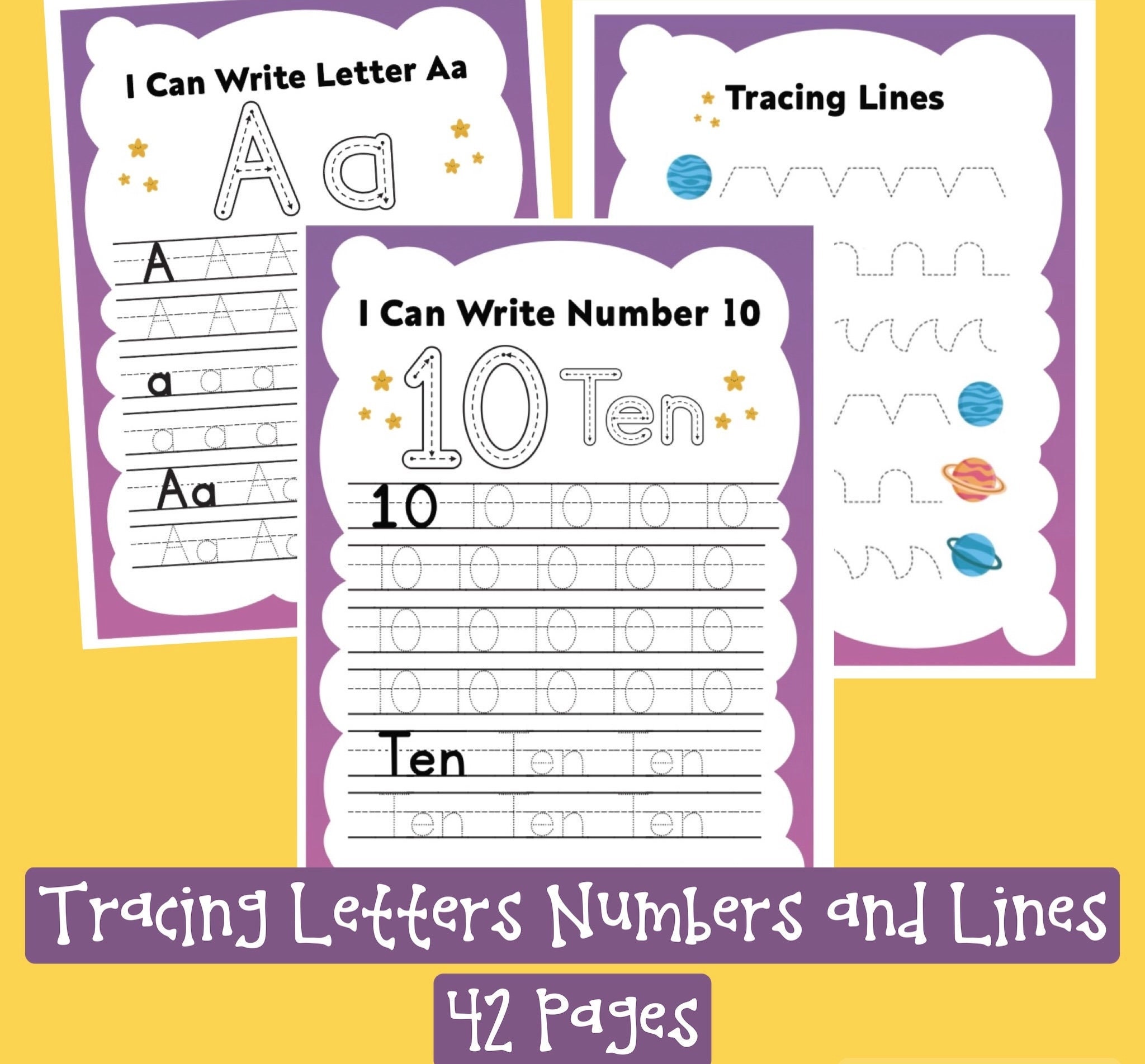 Workbook Pages for Children Tracing Letters Numbers and Lines Motor ...