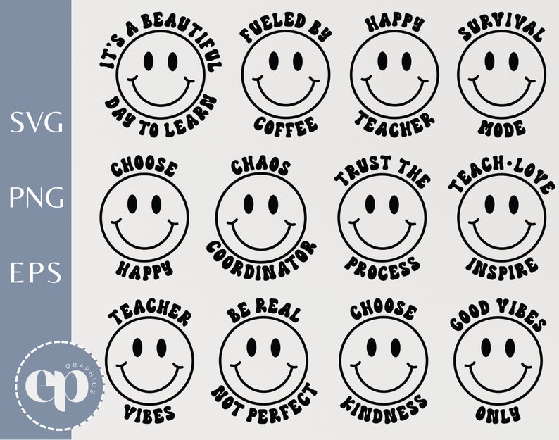 Smiley Face SVG Bundle for Teachers Teacher SVG Bundle - Etsy