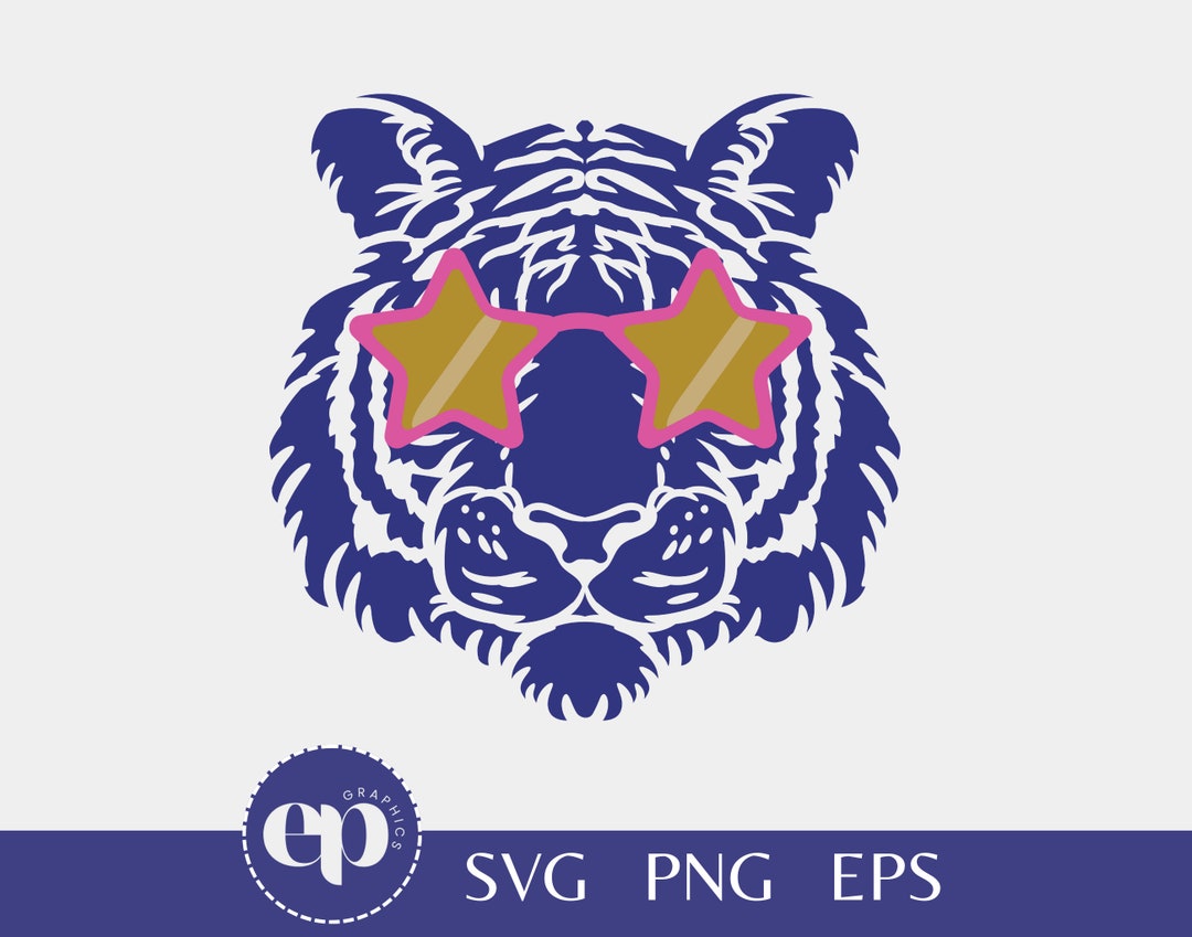 Glam Tiger SVG PNG Tiger SVG Tiger With Sunglasses Svg Go Tigers Png ...