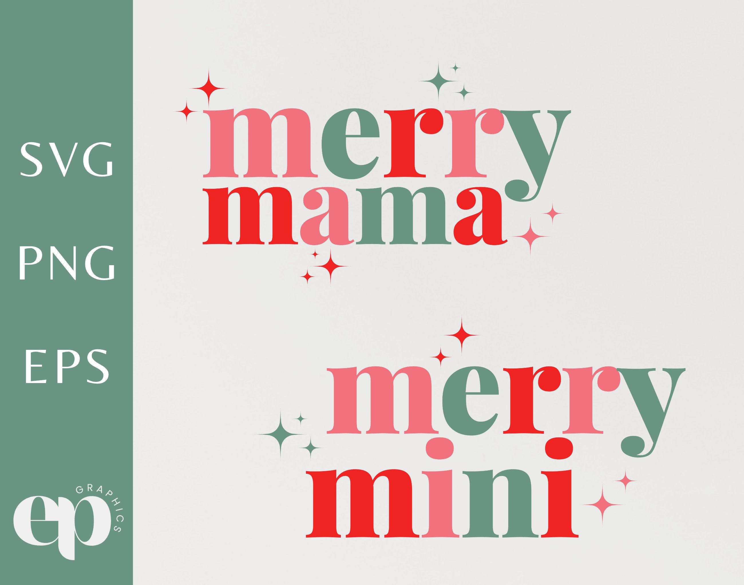 Merry Mama Merry Mini SVG Bundle Merry Mama and Mini Shirt - Etsy