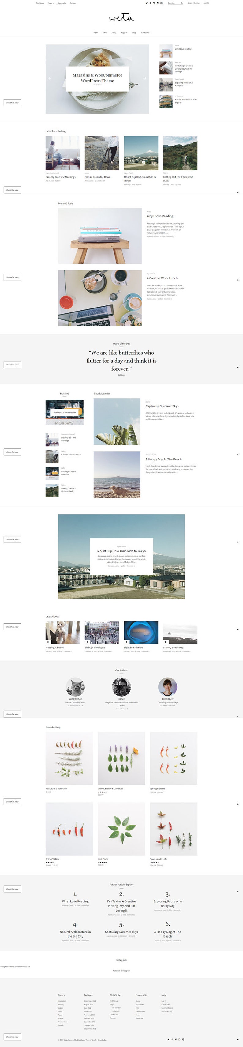 Weta Clean and Minimal Design Wordpres Website Theme - Magazine & Blog ...