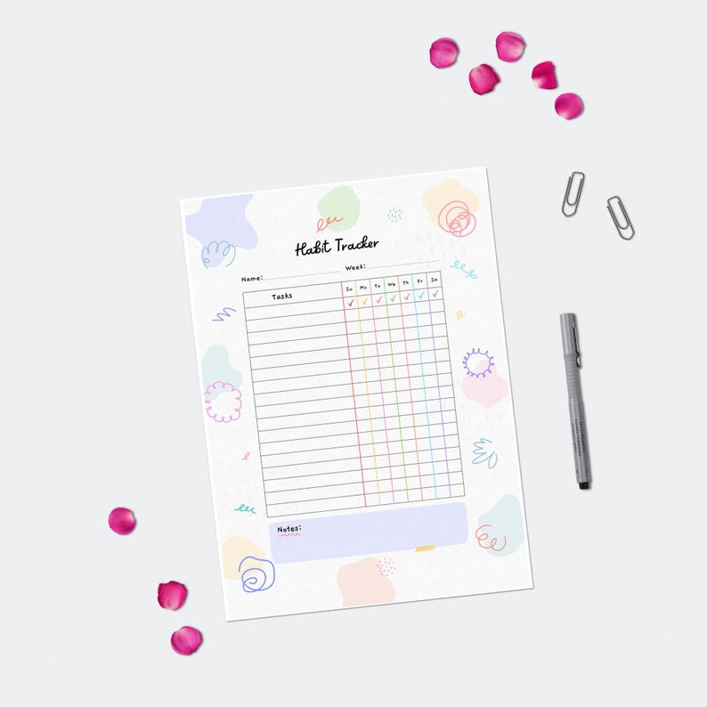 Fun Habit Tracker Fillable and Printable Simple Weekly Tracker - Etsy