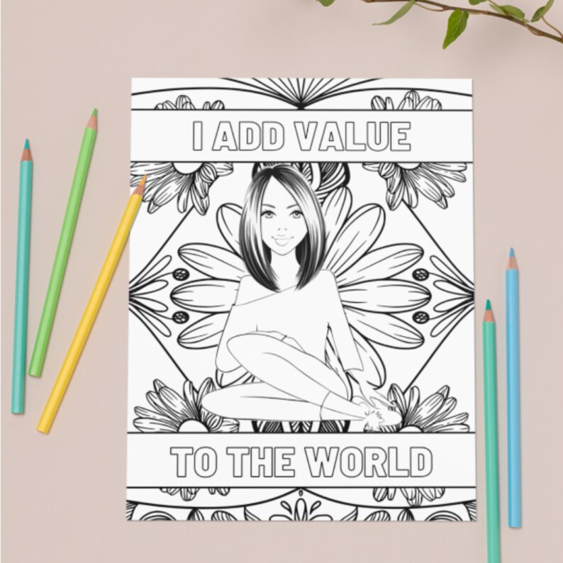 Self-love Adult Coloring Pages Instant PDF Download Digital Personal ...