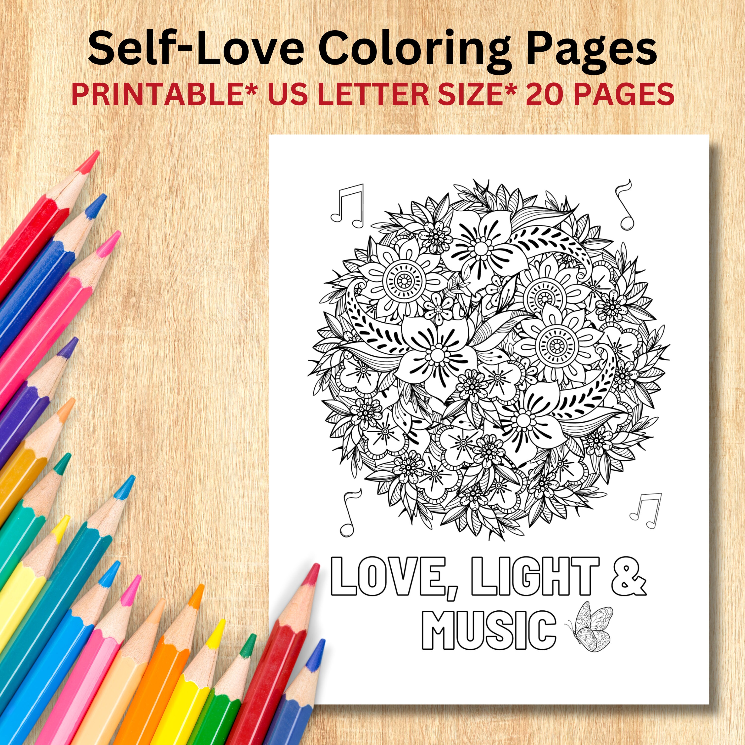 Self-love Adult Coloring Pages Instant PDF Download Digital Personal ...
