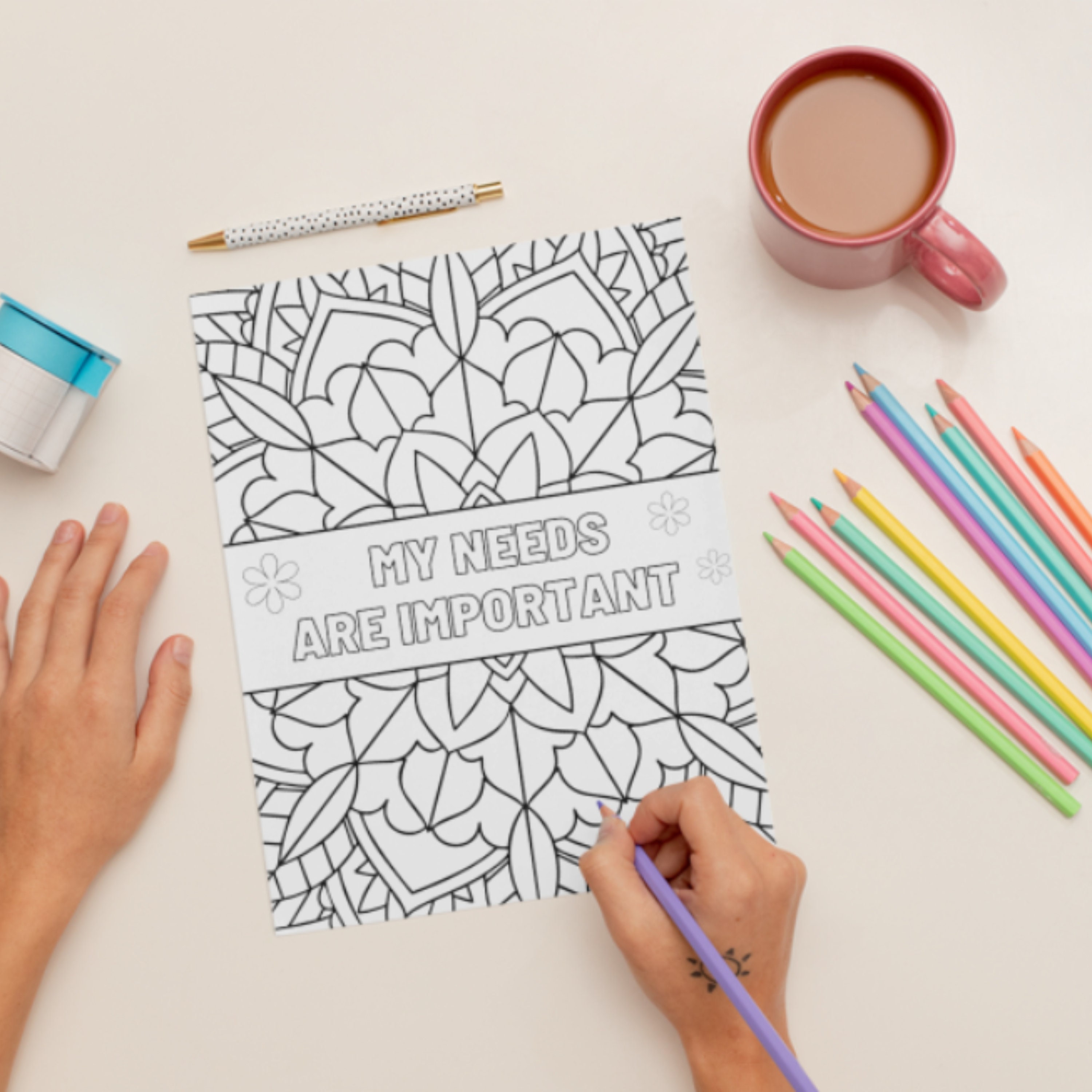 Self-love Adult Coloring Pages Instant PDF Download Digital Personal ...