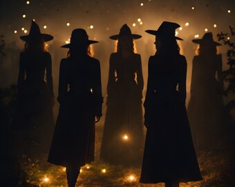 Halloween Decor Fall Home Wall Art Digital Download, Witch Art Autumn ...