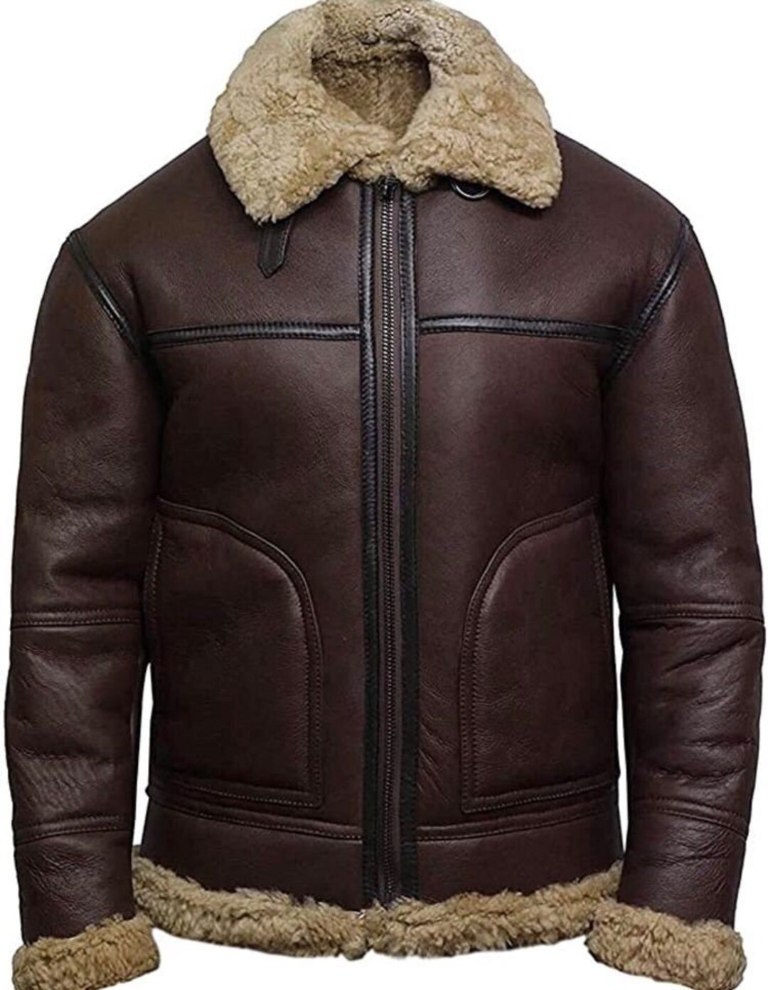Brown B3 Bomber RAF Aviator Jacket Mens Real Leather - Etsy