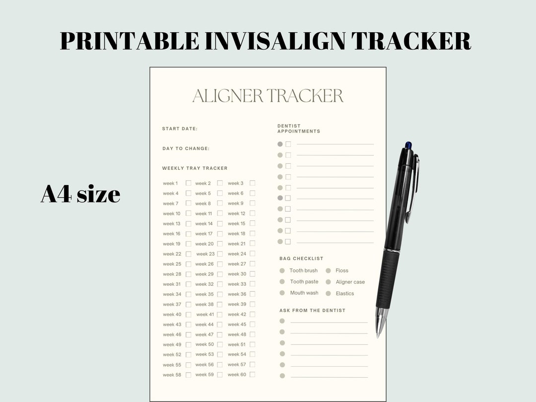 Printable Invisalign Clear Aligner Tracker Invisalign Planner Weekly ...