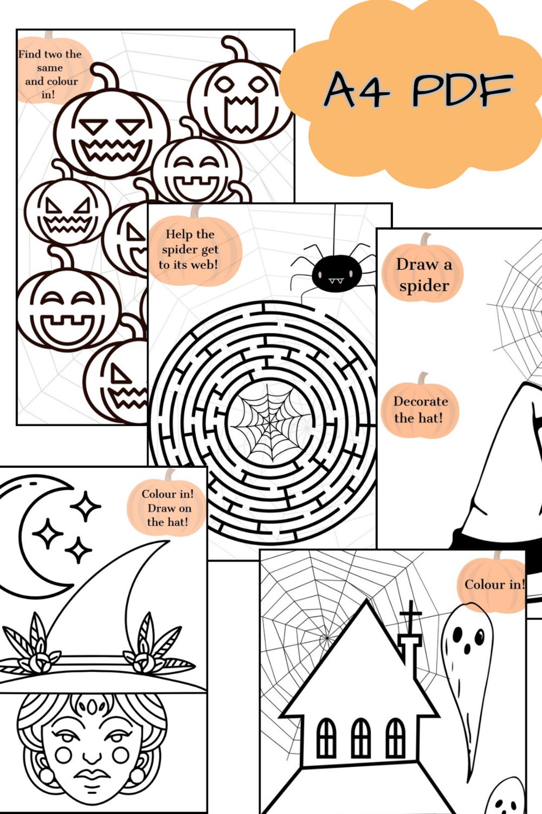 DIGITAL Halloween Kids Activity Sheets / Instant Download Pagea ...