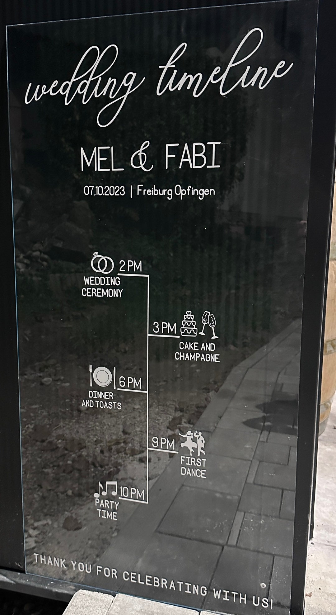 Wedding Timeline, Wedding Timeline, Personalized Acrylic Chalkboard ...