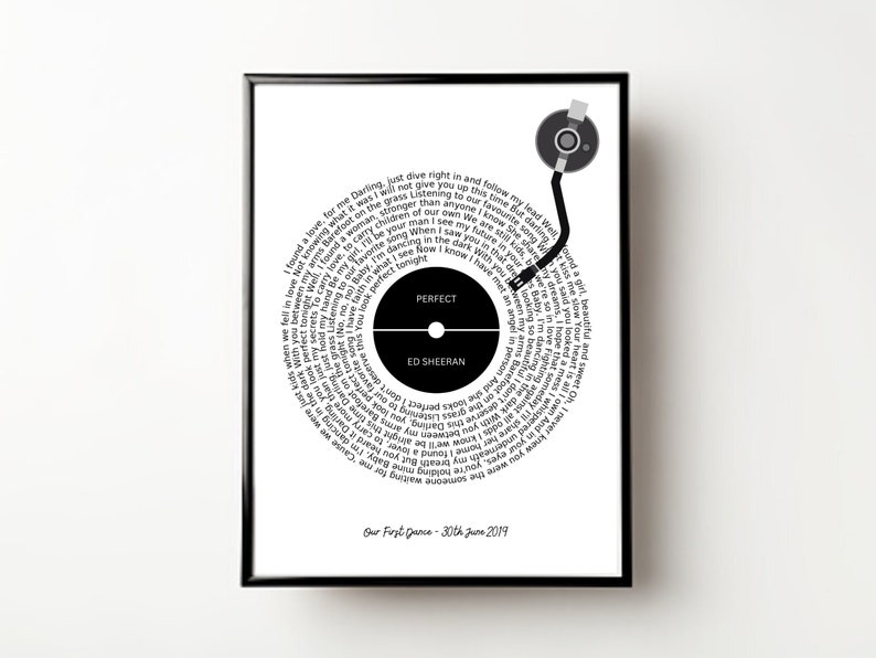 CUSTOM Record Lyrics Poster Print, PERSONALIZED Vinyl Song Lyrics Wall ...