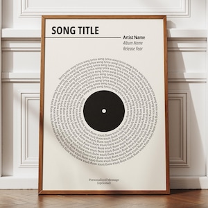 Custom Vinyl Lyrics Print, Personalised Music Poster, Customizable ...