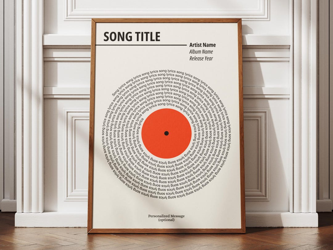 Custom Vinyl Lyrics Print, Personalised Music Poster, Customizable ...