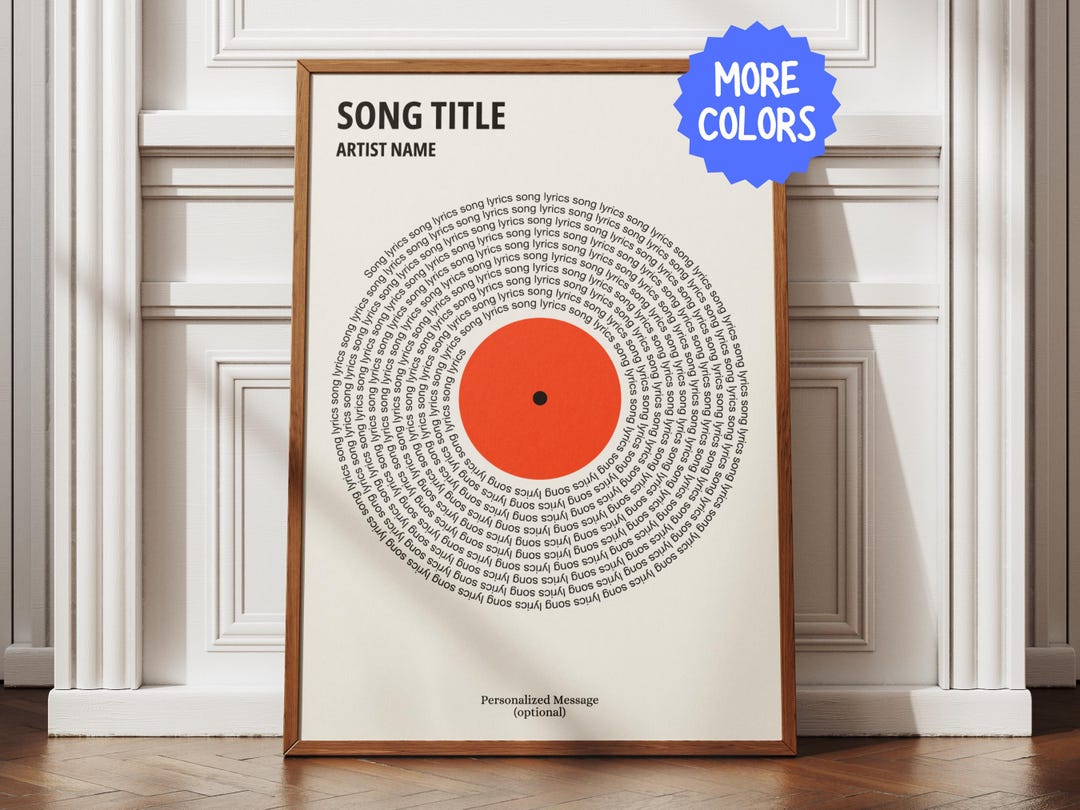 Personalized Song Lyric Print, Custom Vinyl Lyrics Poster, Customizable ...