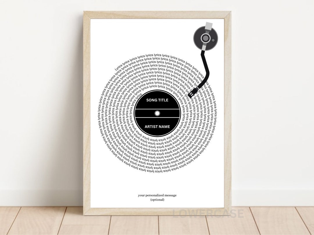 CUSTOM Vinyl Lyrics Poster Personalized Song Lyrics Print Music Art ...
