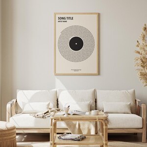Custom Vinyl Lyrics Print, Personalised Music Poster, Customizable ...