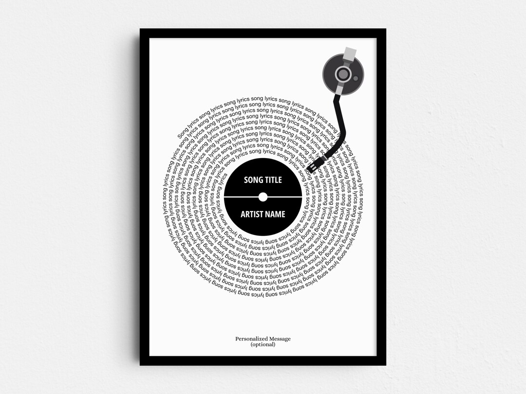 CUSTOM Record Lyrics Poster Print, PERSONALIZED Vinyl Song Lyrics Wall ...
