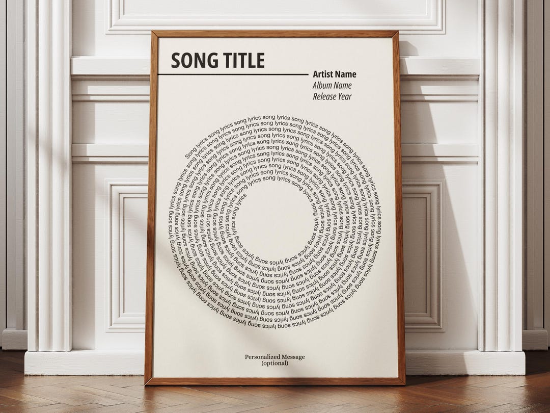 Custom Vinyl Lyrics Print, Personalised Music Poster, Customizable ...