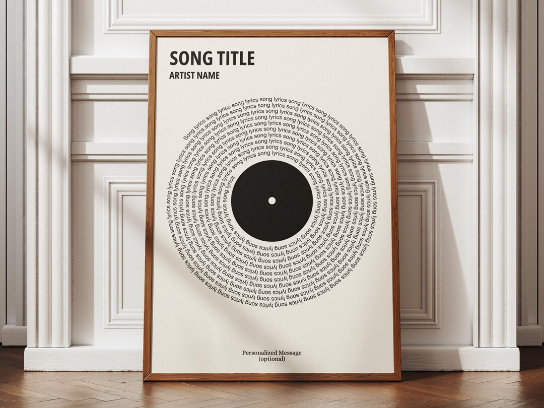 Custom Vinyl Lyrics Print, Personalised Music Poster, Customizable ...