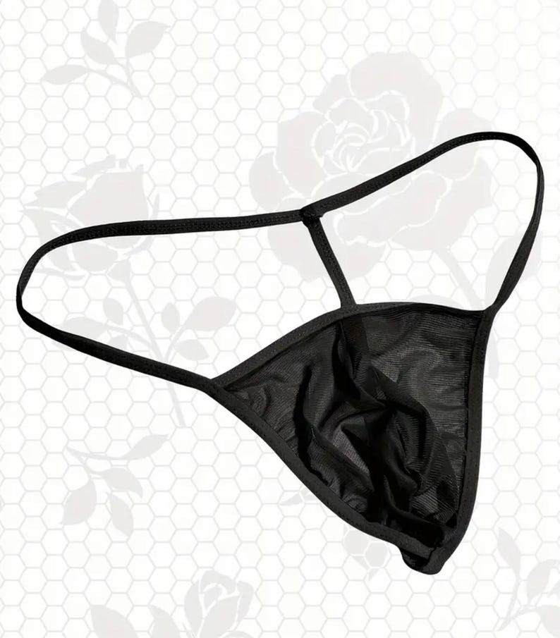 Fancy Red and Black Tulle Detailed Men's String Underwear Thong Plus ...