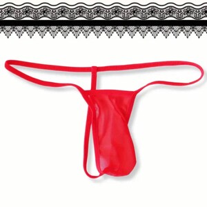 Fancy Red and Black Tulle Detailed Men's String Underwear Thong Plus ...
