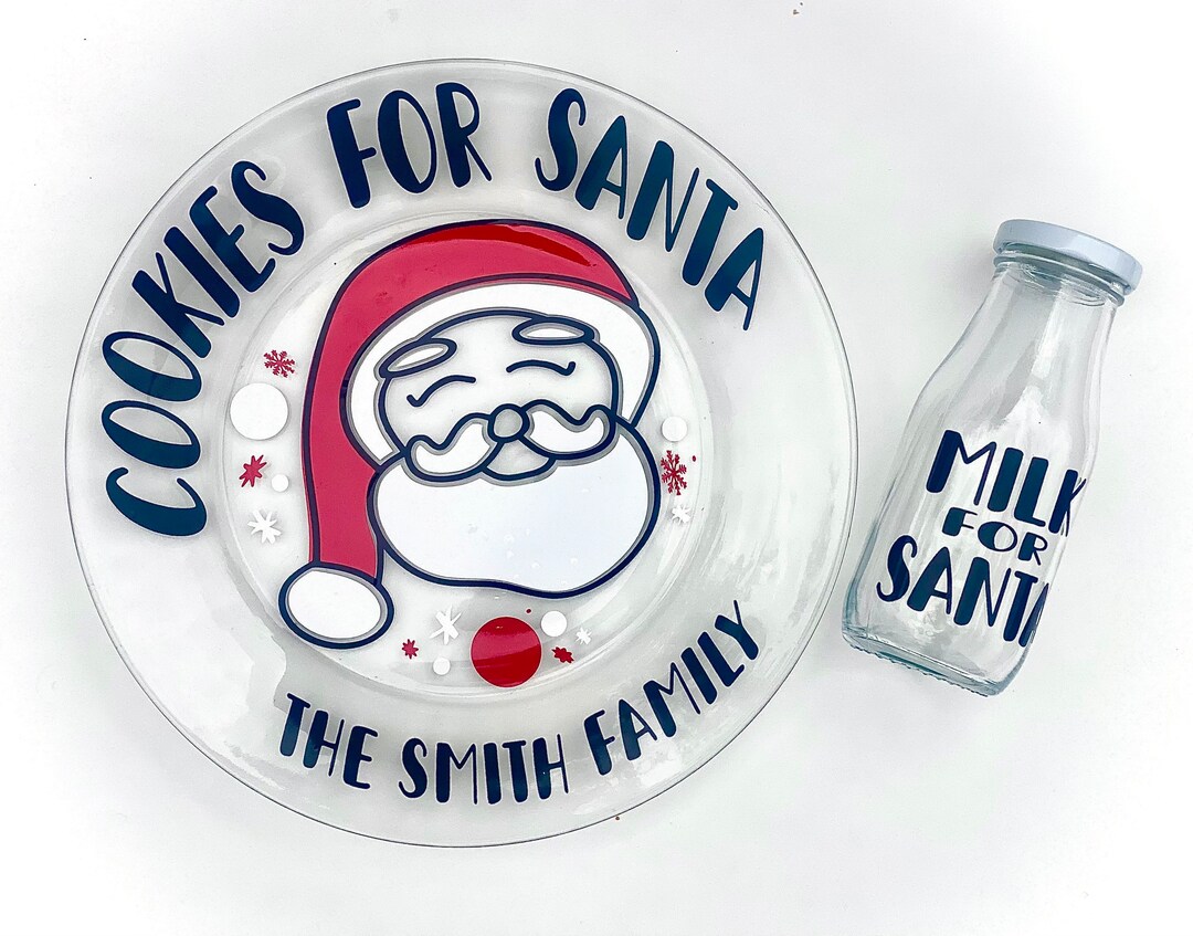 Personalized Cookies for Santa Set With Plate and Milk Jug | Christmas ...