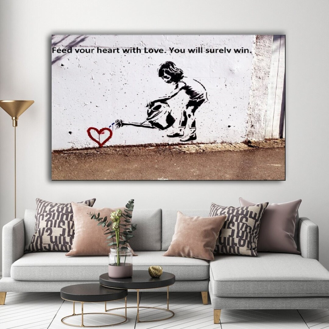 Bansky,heart Watering Graffiti, Bansky Canvas,little Girl, Bansky ...