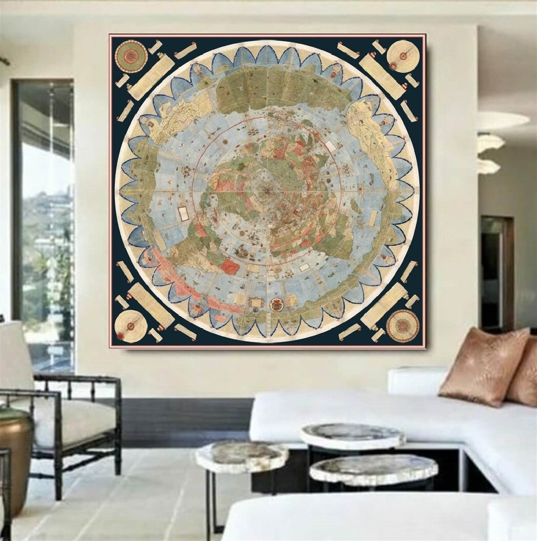1587 Urbano Monte Giant Flat Earth Medieval Map of the World Mappa ...