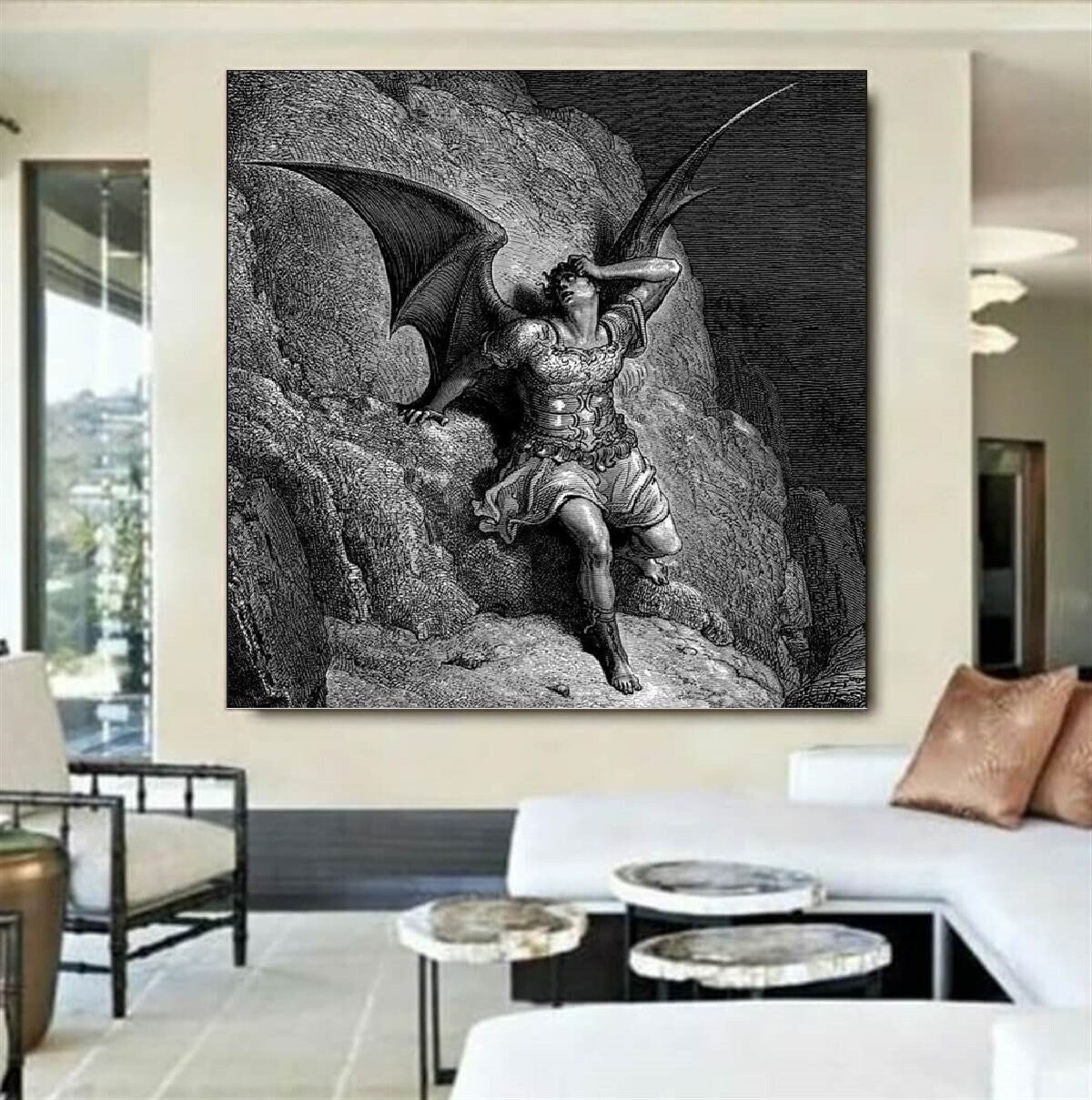 Gustave Dore, Depiction of Satan,gustave Dore Art, Living Room Decor ...