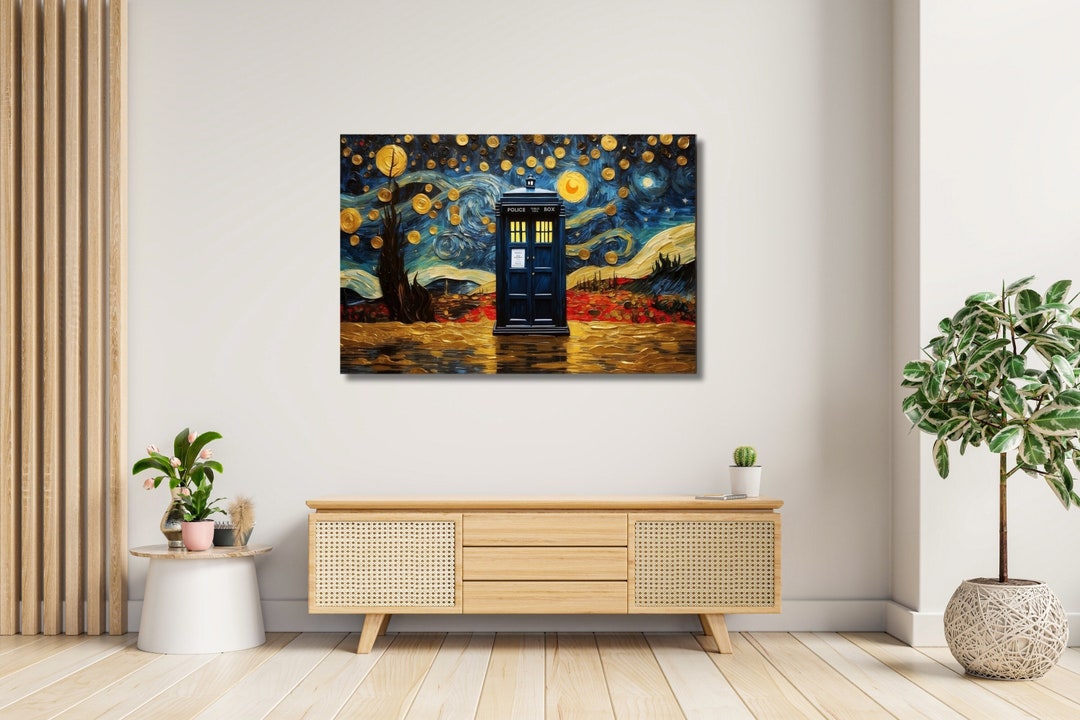 Tardis, Tardis Decor, Colorful Tardis, Van Gogh Tardis, Digital ...