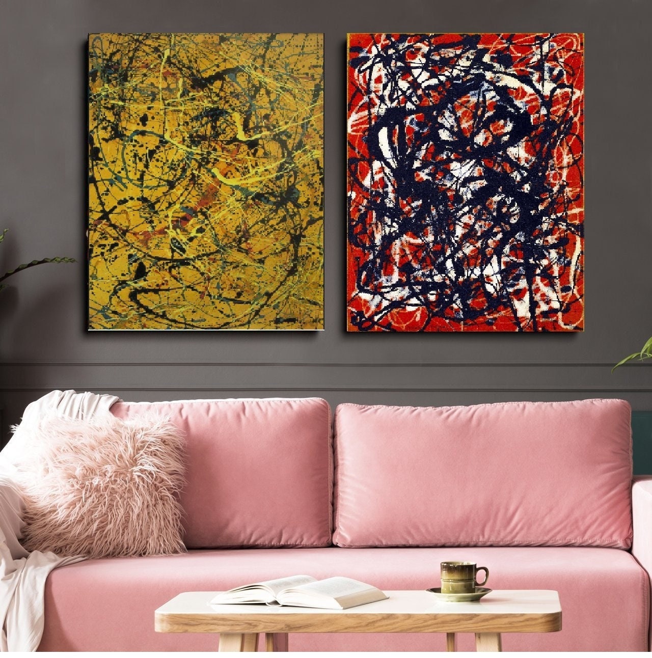 Set of 2,jackson Pollock , Pollock Canvas, Pollock Print Art, Abstract ...
