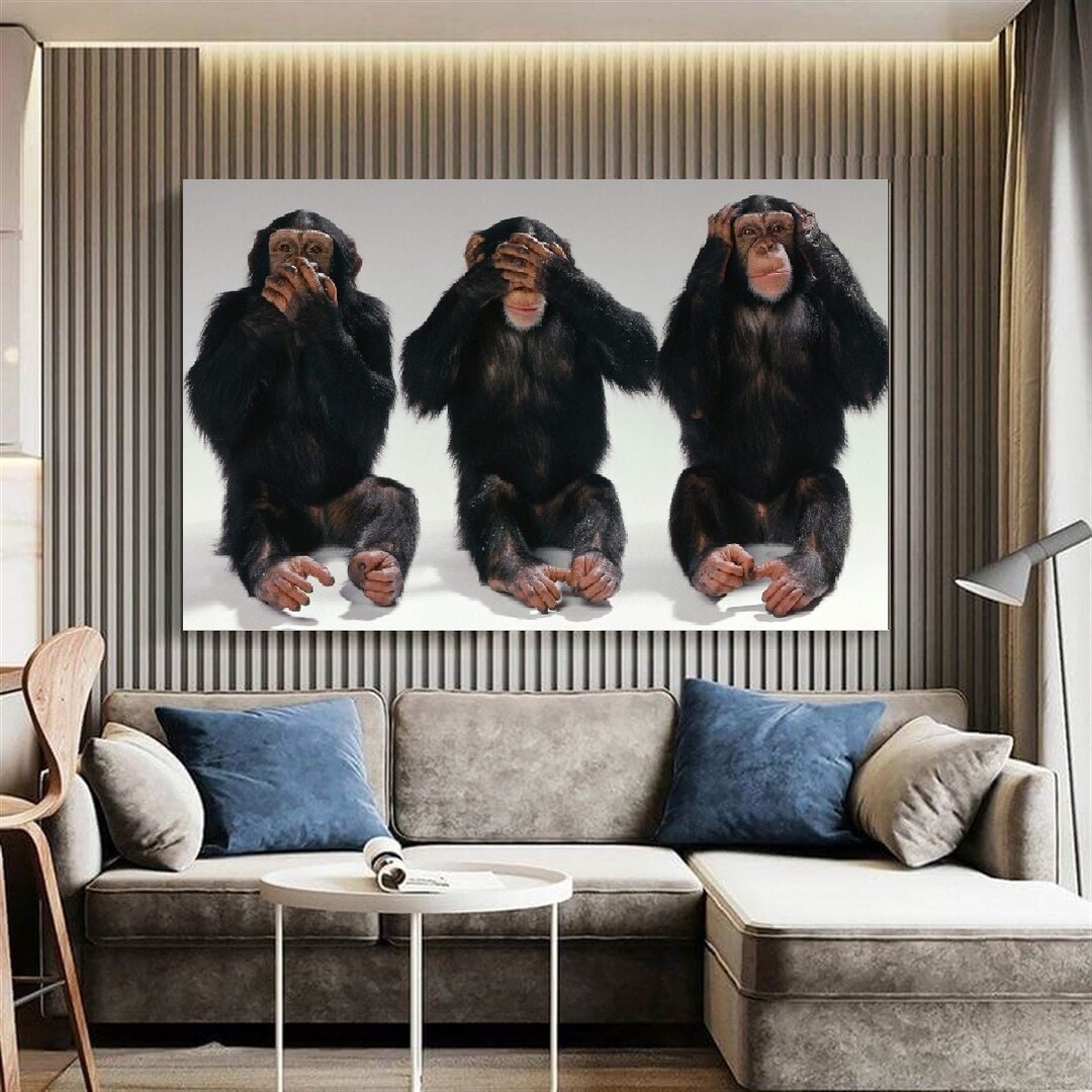 Monkey Canvas,monkey Evil, Banksy Monkey, Banksy Print Art, Canvas ...
