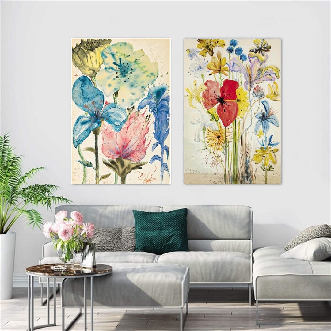 Set of 2 Salvador Dali Exhibition ,salvador Dali Fleurs 1948 Print,dali ...