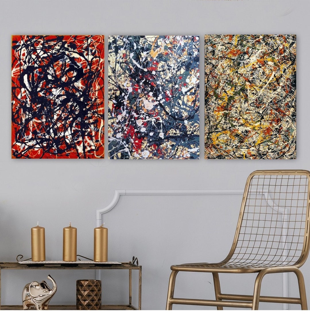 Set of 3, Jackson Pollock, Pollock Print Art, Jackson Pollock Abstract ...
