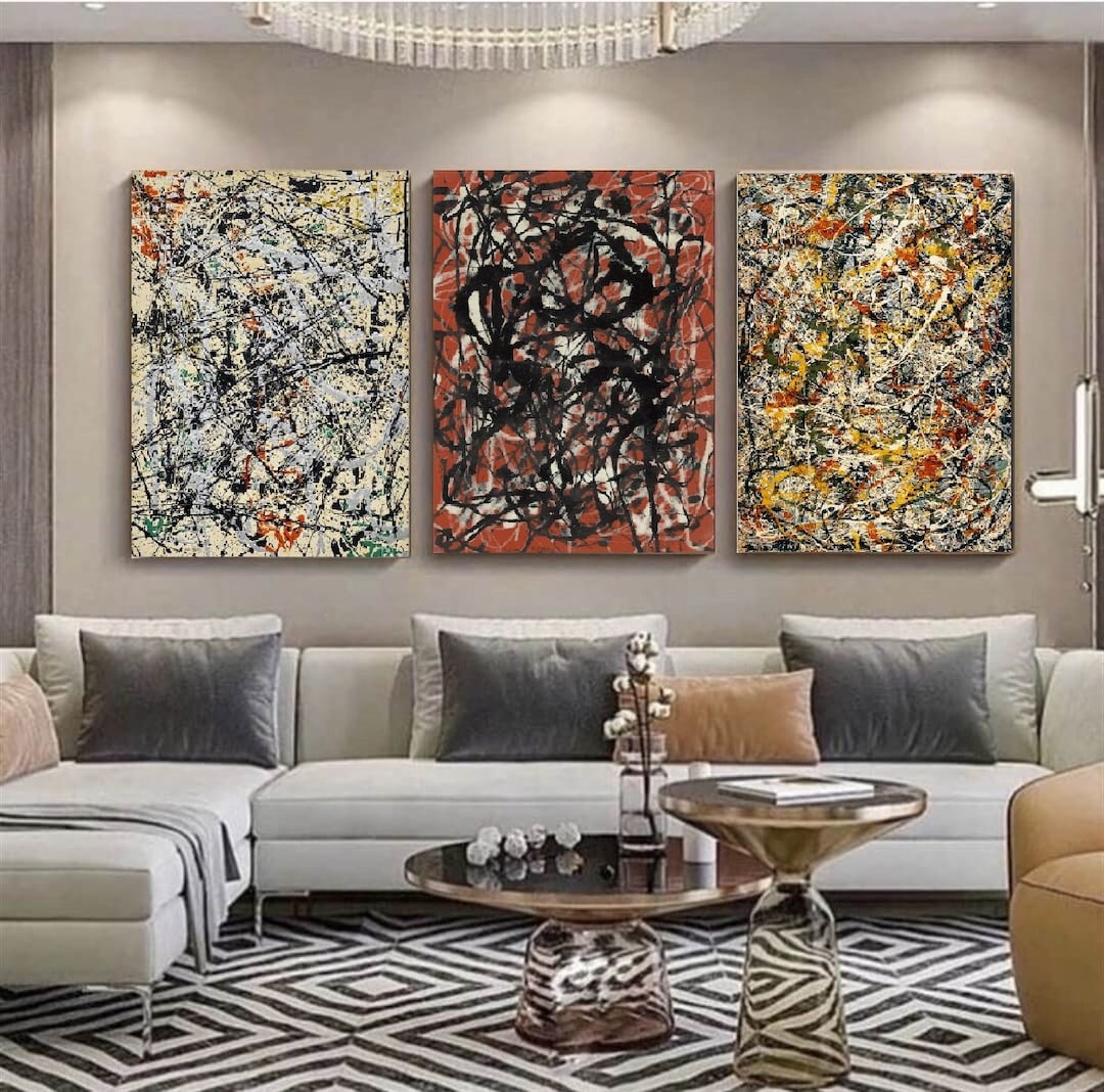 Set of 3,jackson Pollock, Pollock Canvas, Pollock Print Art, Abstract ...