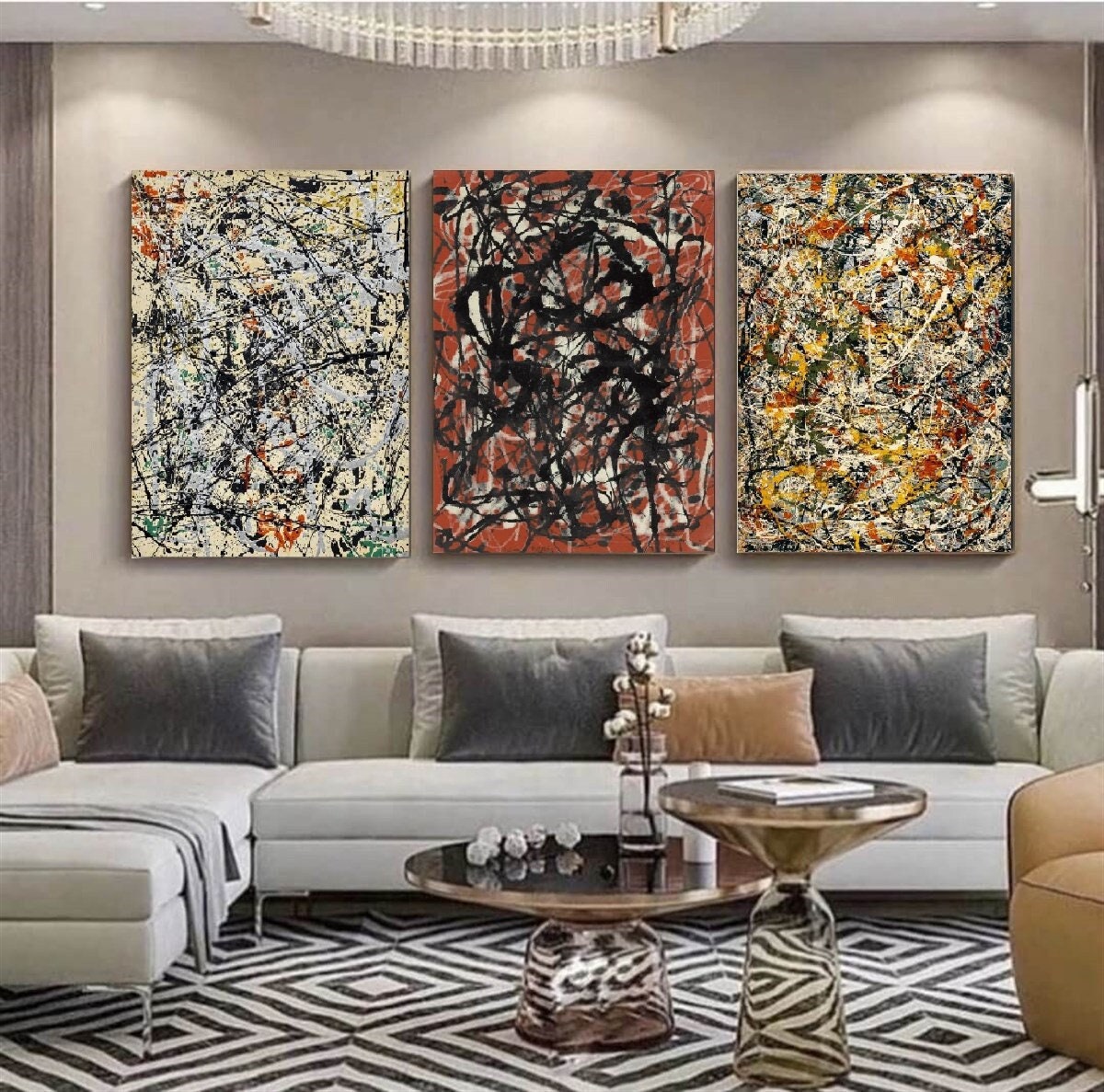 Set of 3,jackson Pollock, Pollock Canvas, Pollock Print Art, Abstract ...