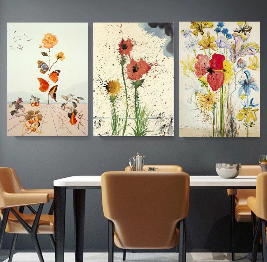 Set of 3, Salvador Dali,salvador Dali Fleurs 1965 Print,salvador Dali ...