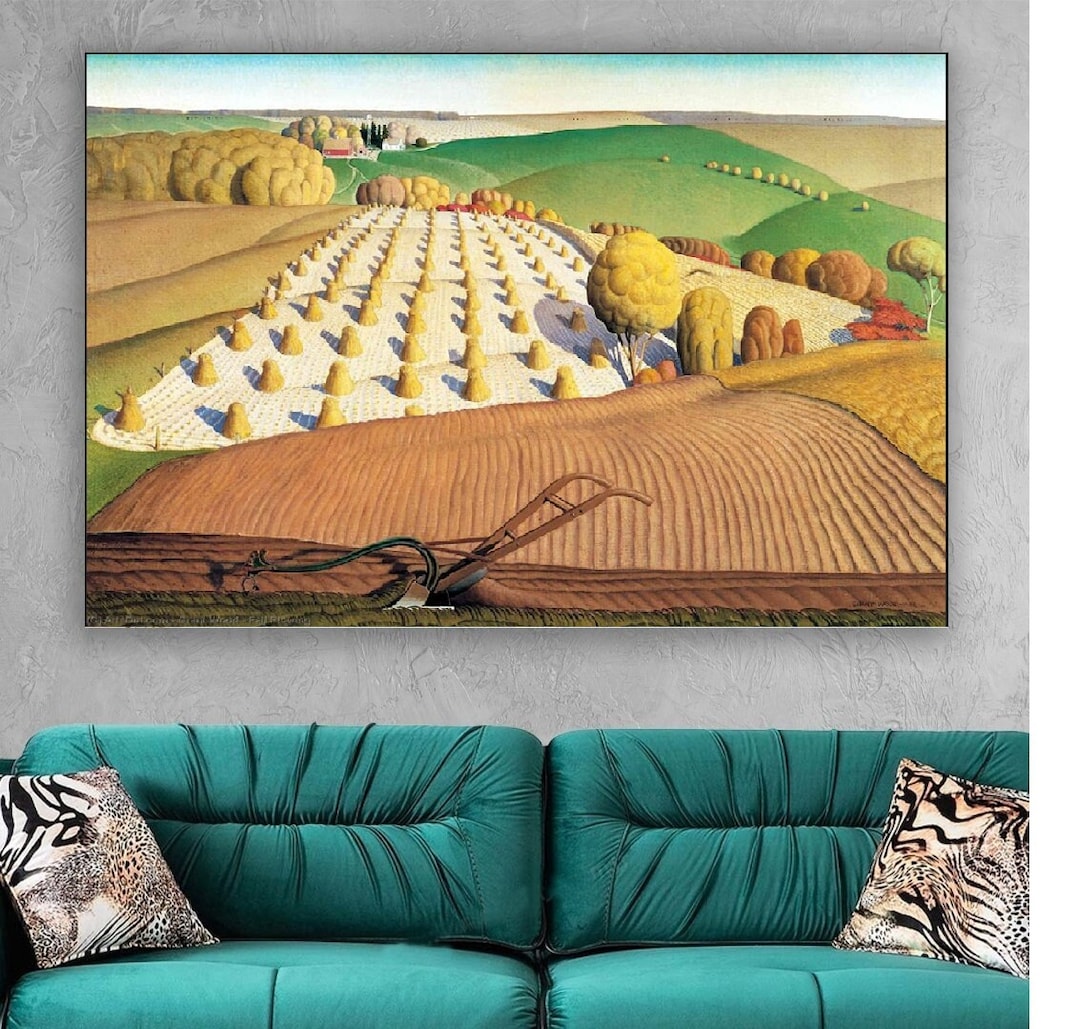 Grant Wood, Fall Plowing, 1931,fall Plowing Art,grant Wood Decor,fall ...