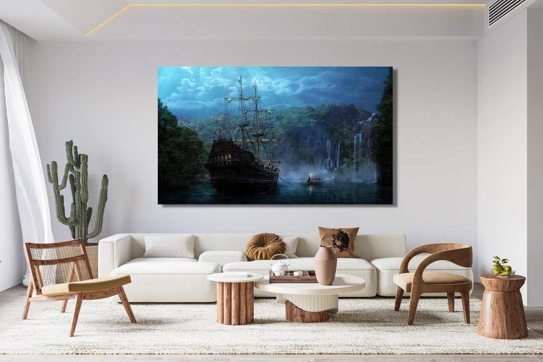 Pirate Ship, Pirate Ship Art, Fantasy Pirate Ship, Canvas Wall Art ...