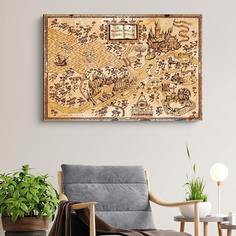 Wizarding World, Map Best Movies, Canvas Wall Art, Harry Map Canvas ...