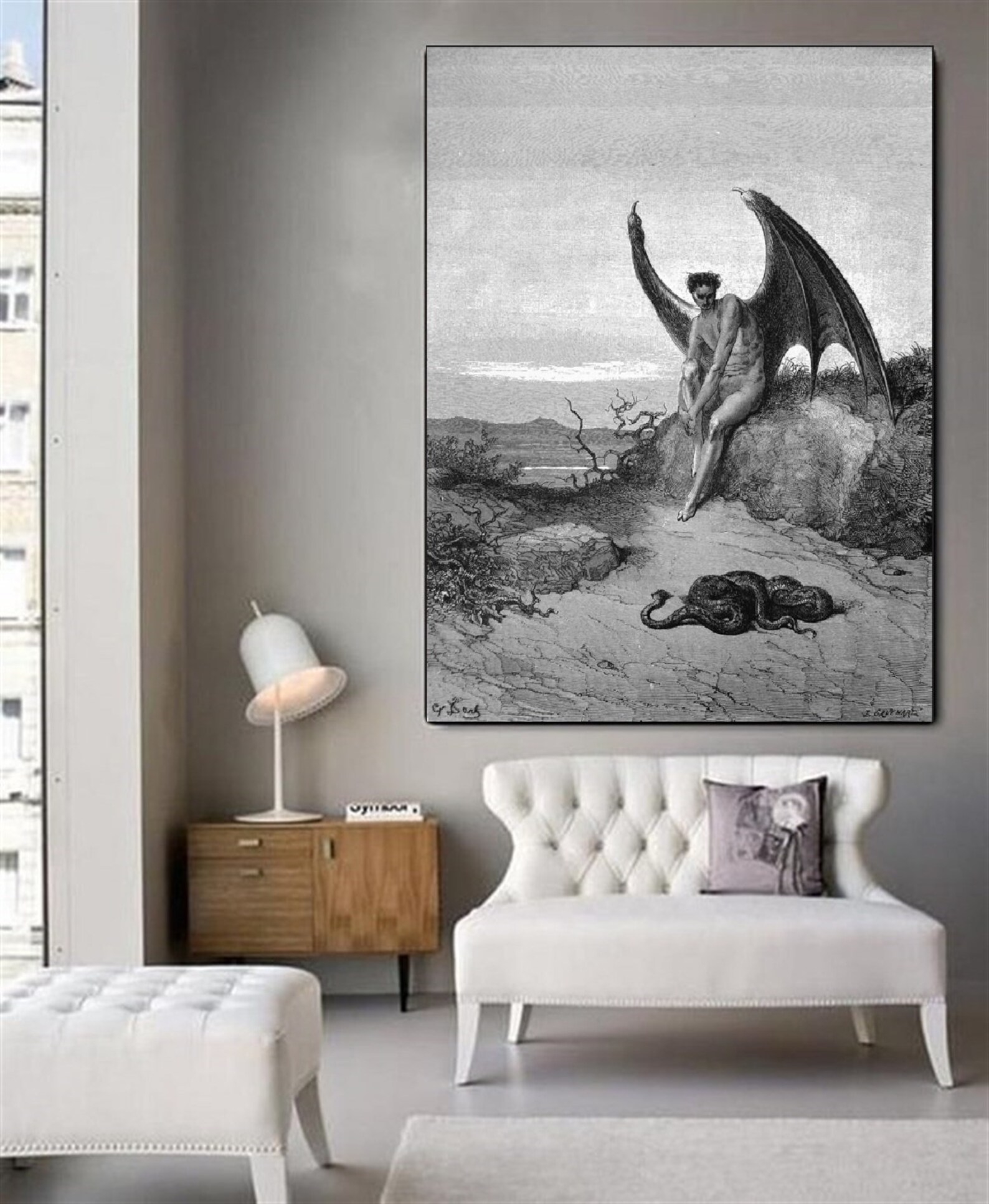 Gustave Dore ,depiction of Satan ,gustave Dore Art, Gustave Dore Canvas ...