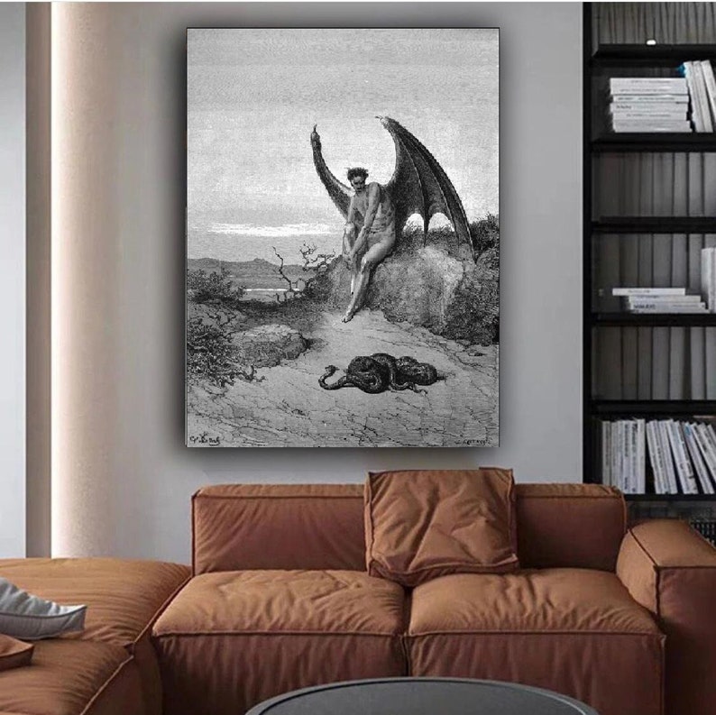 Gustave Dore ,depiction of Satan ,gustave Dore Art, Gustave Dore Canvas ...
