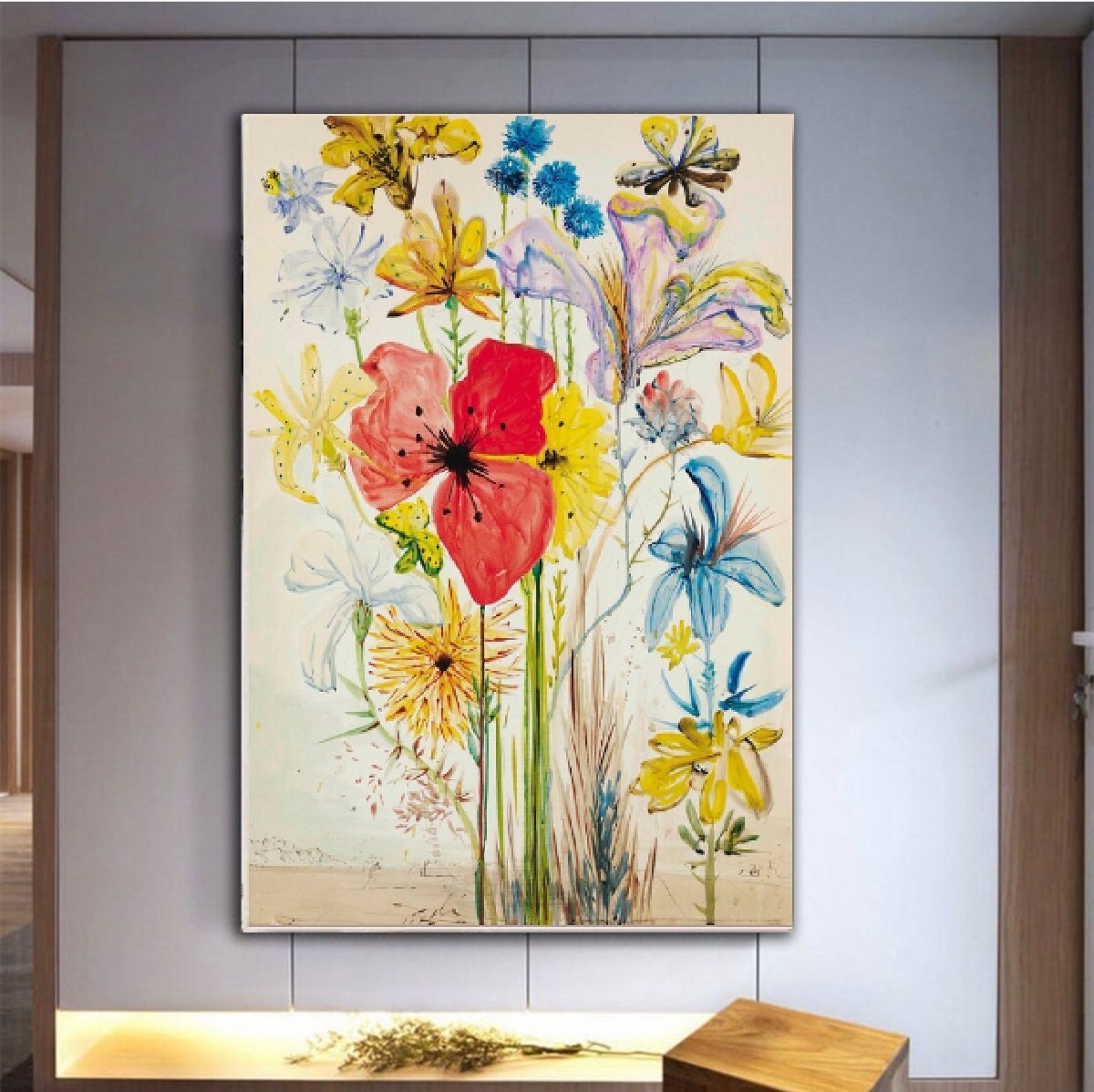 Set of 3,salvador Dali, Fleurs 1948,surrealism Art,flowers Canvas,dali ...