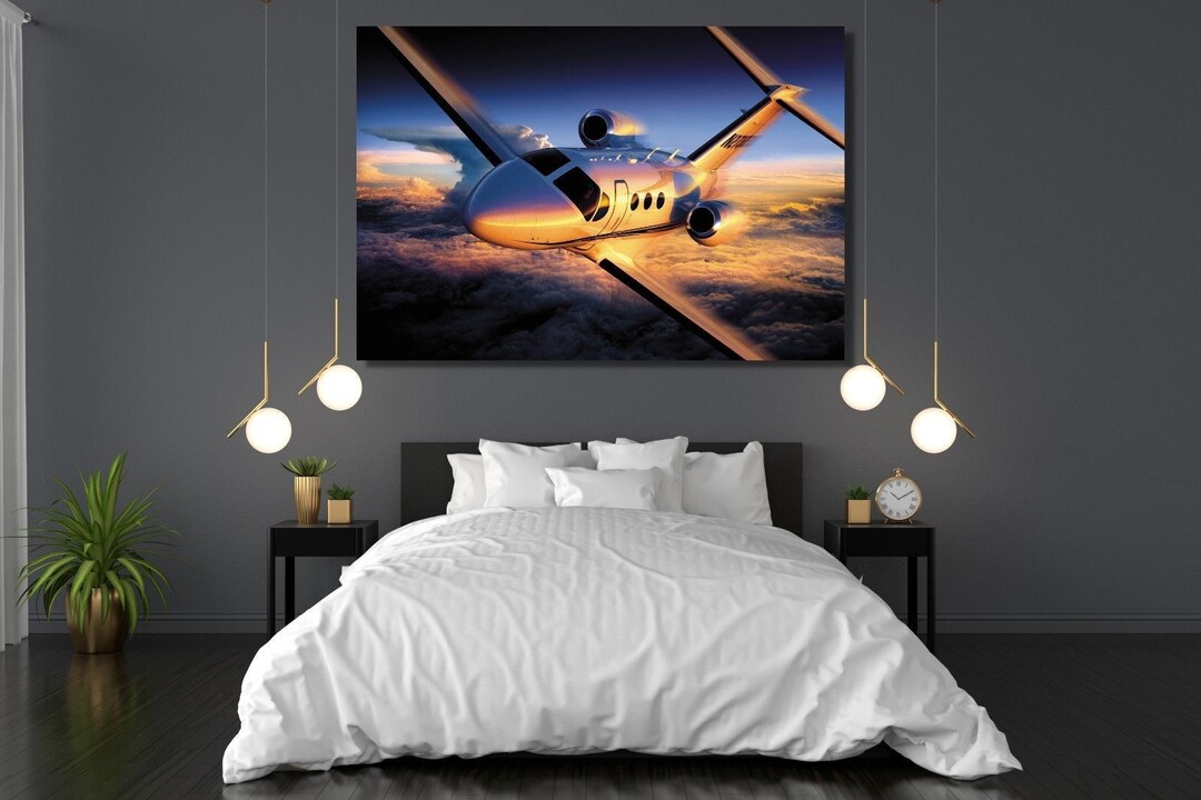 Light Jet, Light Jet Wall Decor,airplane in Sunrise View,airplane ...