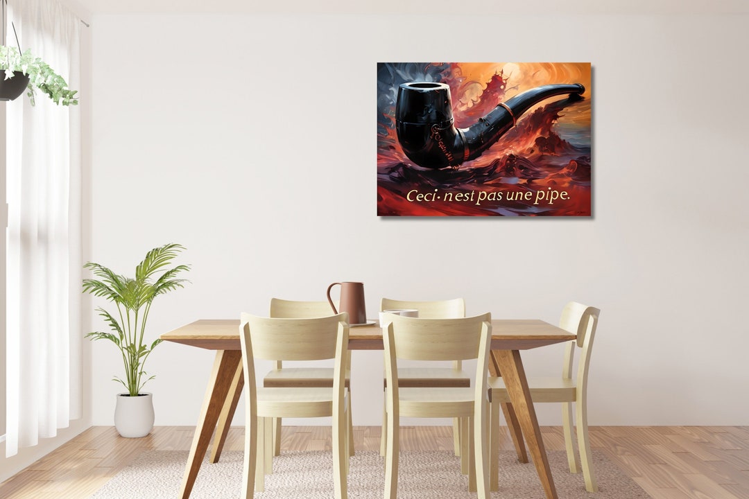 René Magritte, This is Not a Pipe, Digital Painting Art, Pipe Poster ...