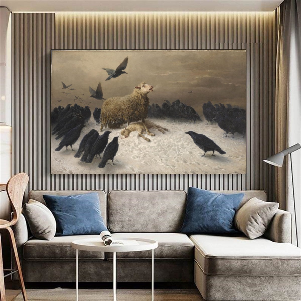 Anguish Sheep and Crows, Friedrich Schenck, Canvas Print Art, Living ...