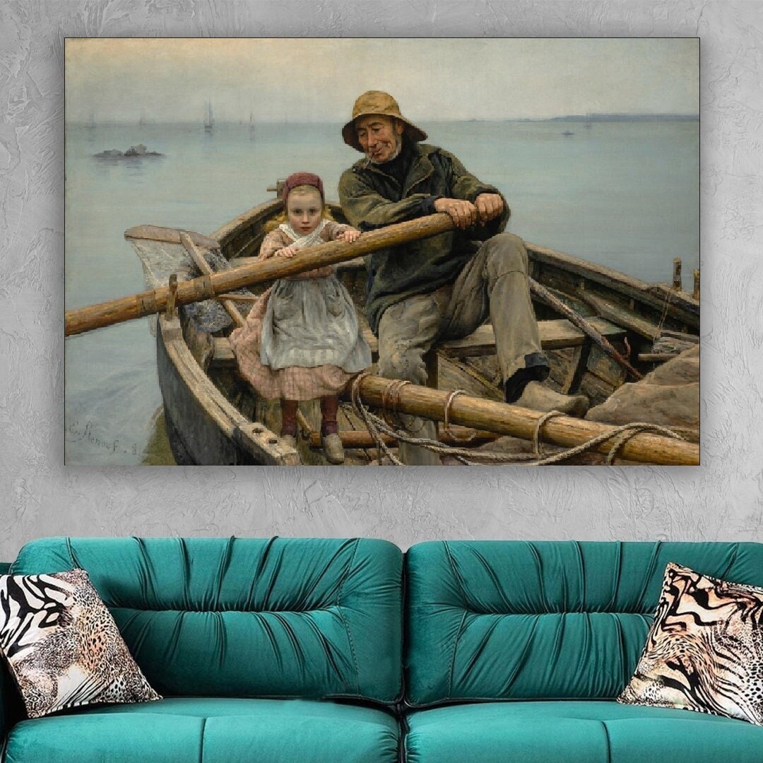 Helping Hand,1881,emile Renouf, Old Fisherman Helping Young Girl to Row ...