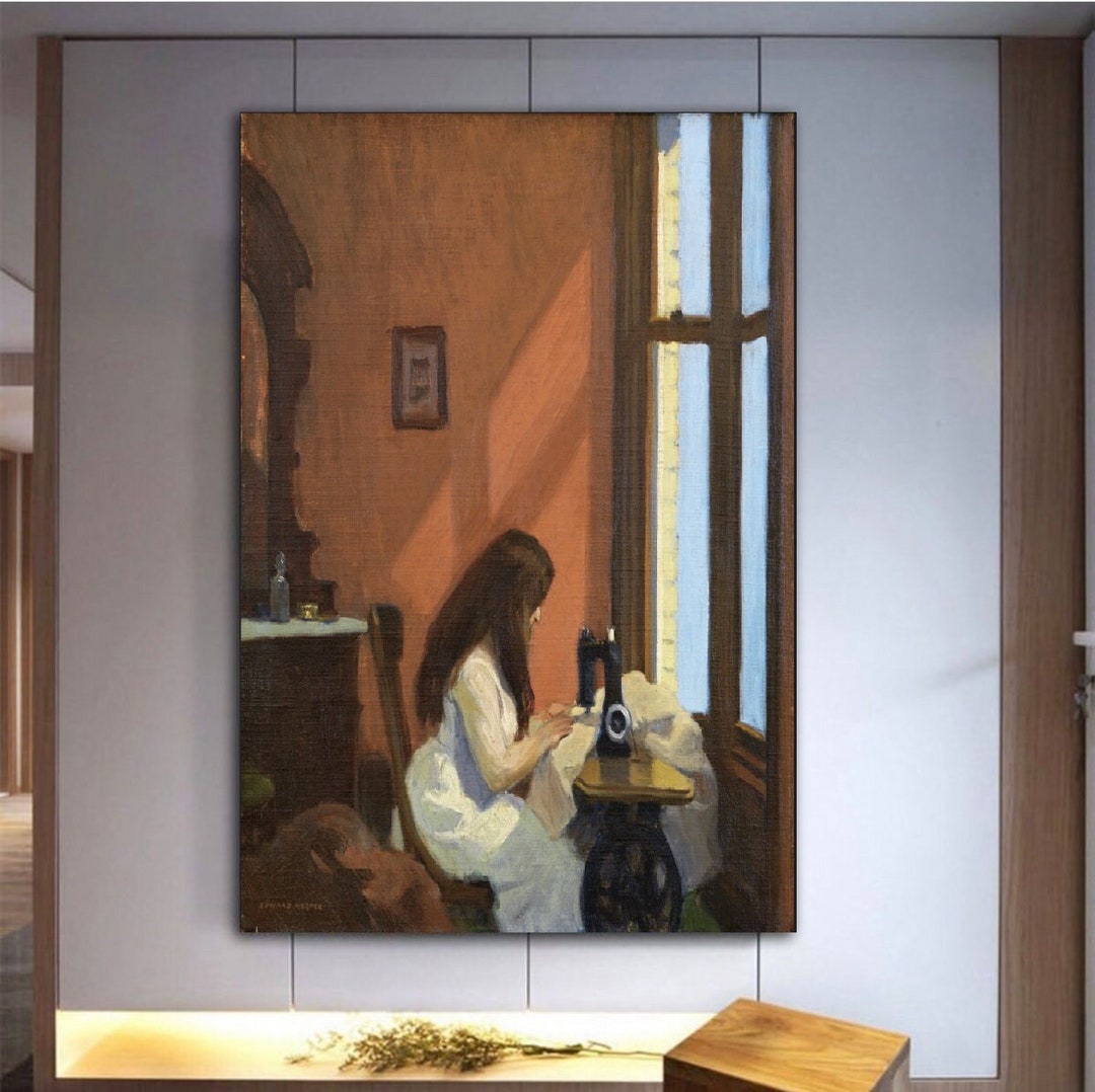 Hopper Edward, Girl at a Sewing Machine, Hopper Edward Art, Living Room ...