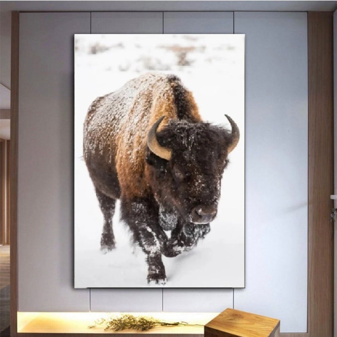 American Buffalo in Snow Original Pictures Art, Buffalo Wall Art ...