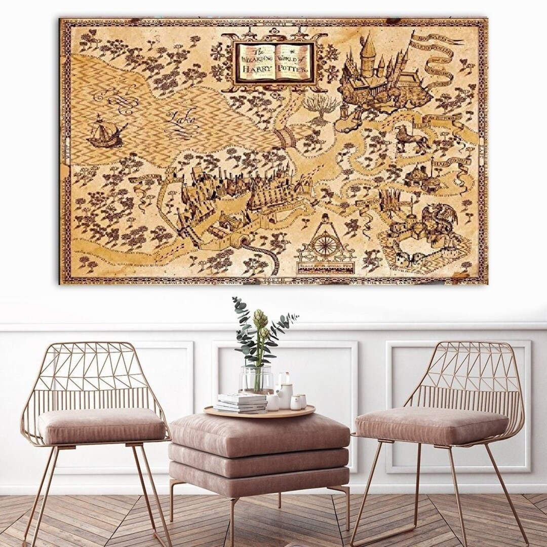 Wizarding World, Map Best Movies, Canvas Wall Art, Harry Map Canvas ...
